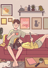 cute couple: sunday morning – LINE theme | LINE STORE