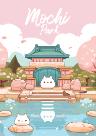 cute mochi in japanese style garden – LINE theme | LINE STORE