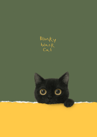 Blinky Black Cat (Dark Green Yellow) – LINE theme | LINE STORE