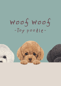 Woof Woof - Toy poodle - BLUE GREEN – ธีม LINE | LINE STORE