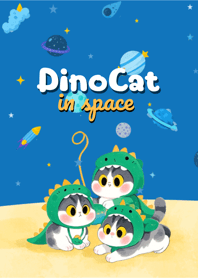 Dino-Cat in space – LINE theme | LINE STORE
